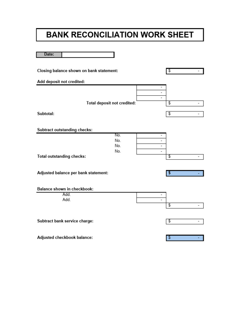 Worksheet Bank Reconciliation | PDF | Deposit Account | Business