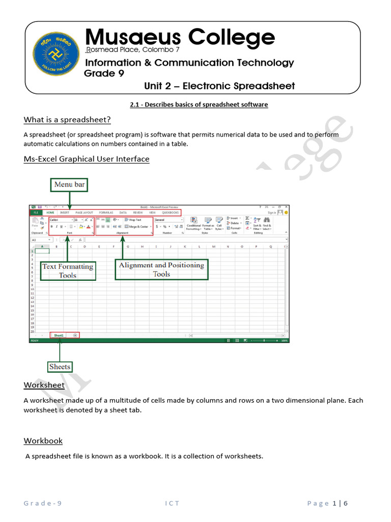 Study Pack Grade 9 ICT | PDF | Spreadsheet | Worksheet