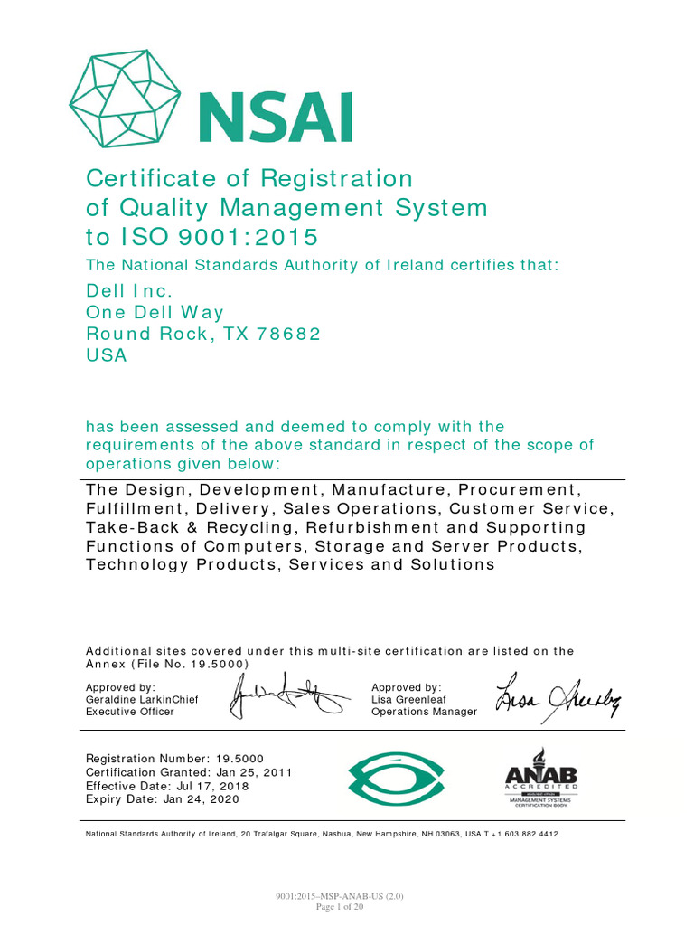 Dell Worldwide Iso9001 | PDF | Dell | Iso 9000