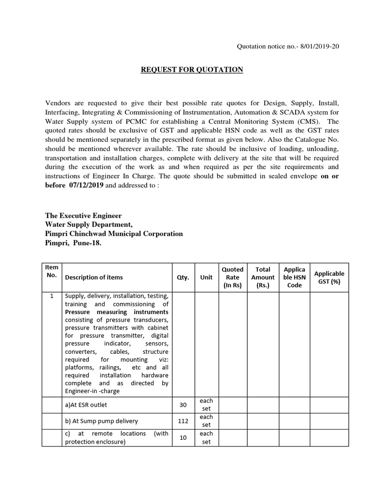 Request For Quotation | PDF | Pressure Measurement | Personal Computers