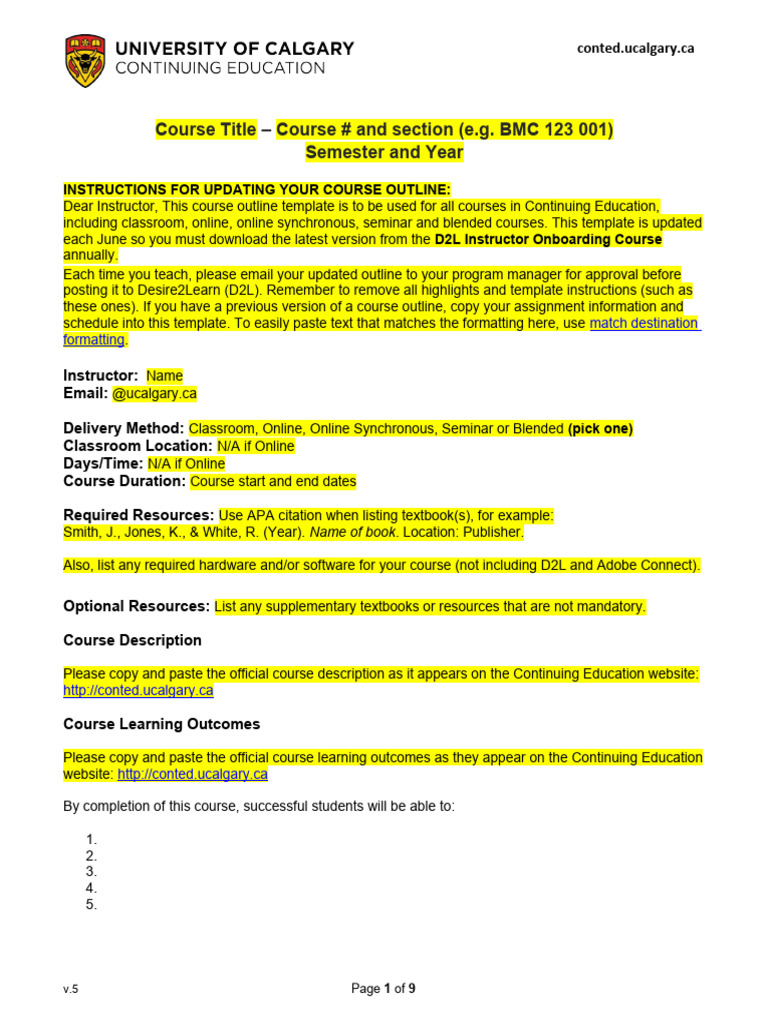 Course Outline Template | PDF | Educational Technology | Distance Education