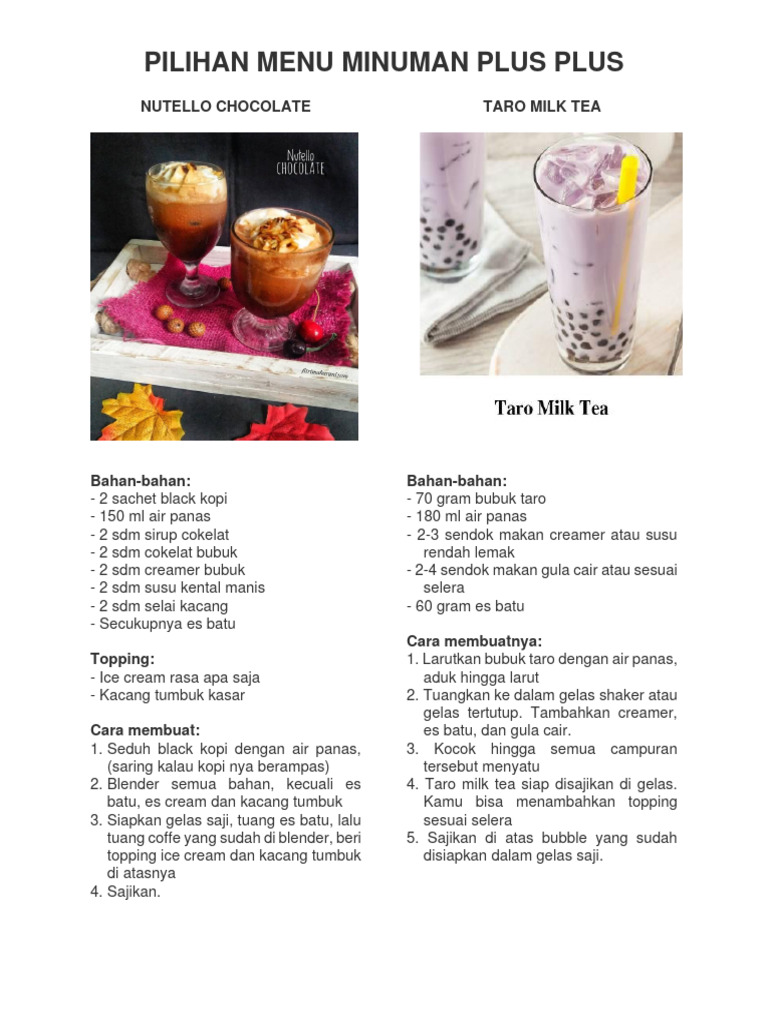Pilihan Menu Minuman Plus Plus | PDF