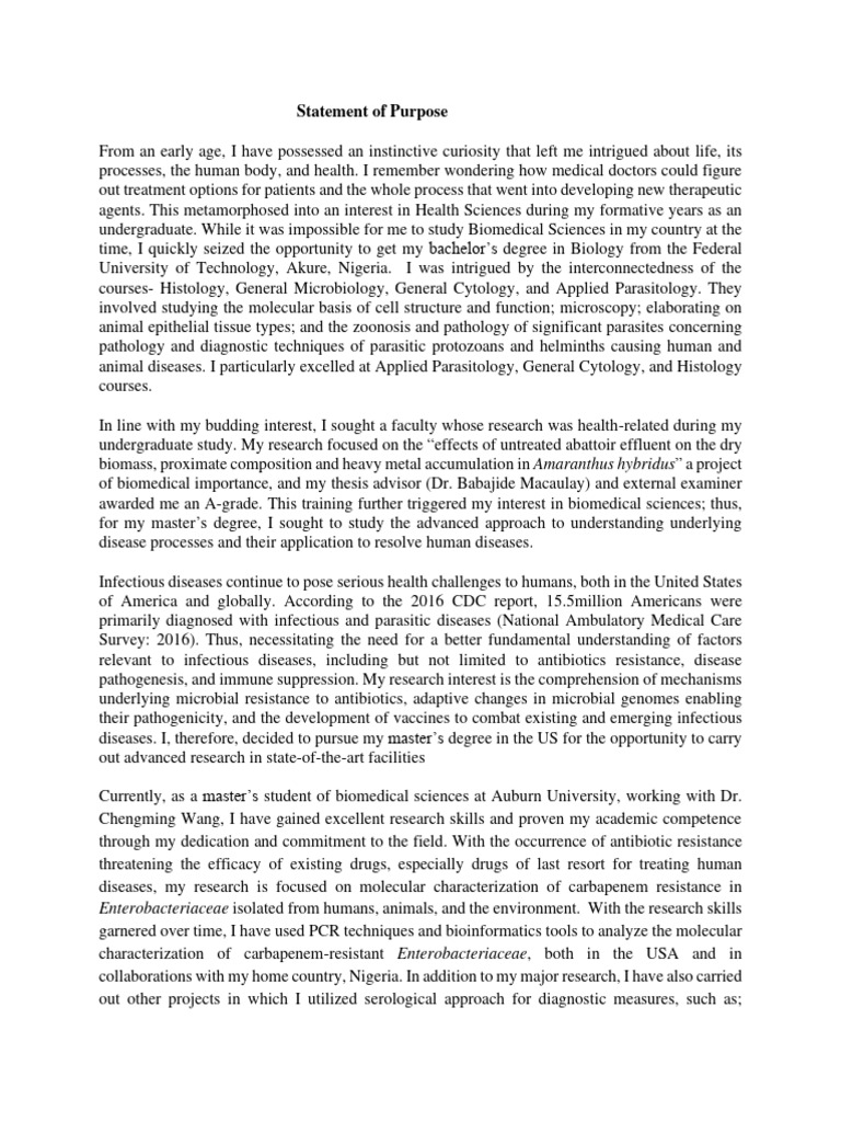 Personal Statement | PDF | Infection | Antimicrobial Resistance