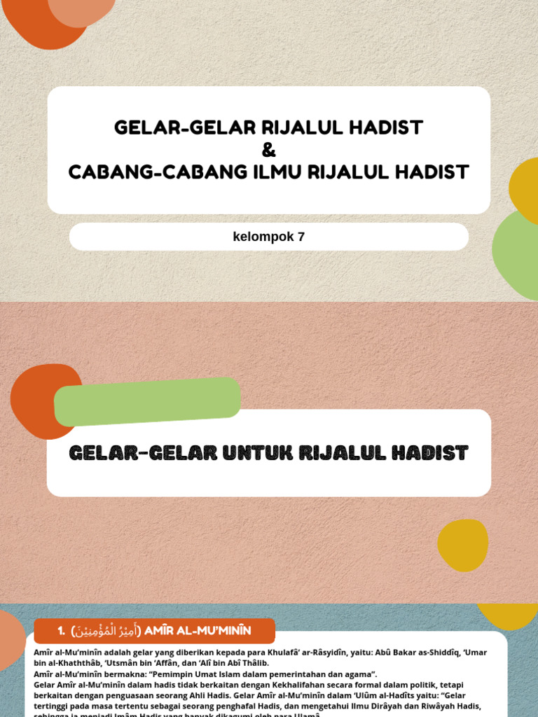 Gelar dan Ilmu Rijalul Hadist | PDF | Agama & Spiritualitas