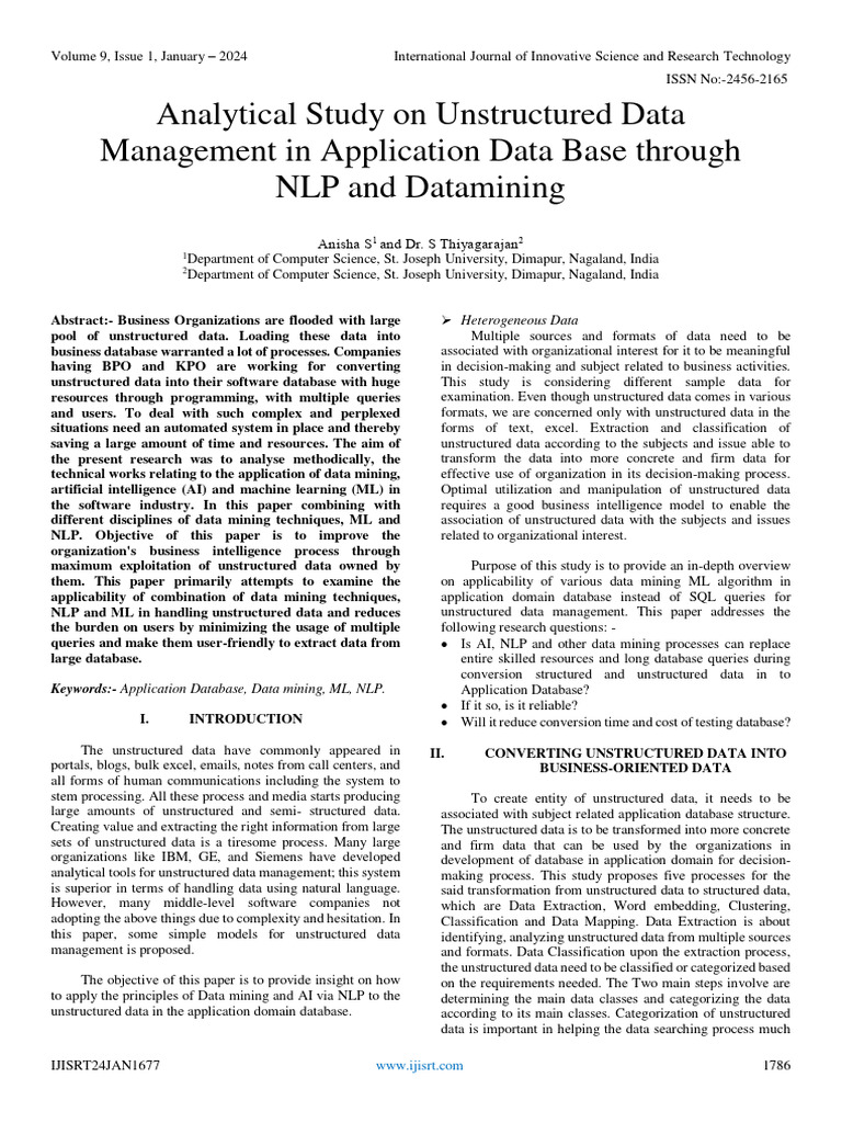 Analytical Study on Unstructured Data Management in Application Data ... Analytical Study on Unstructured Data Management in Application Data ...
