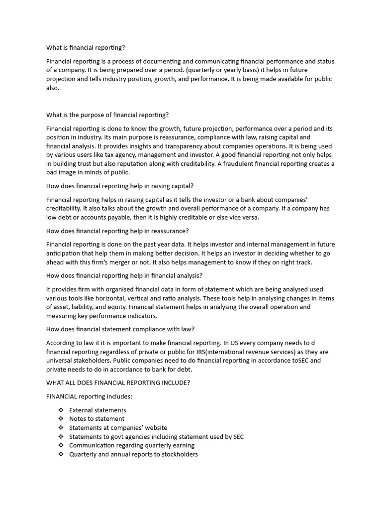 Understanding Financial Reporting Essentials | PDF | Financial ...