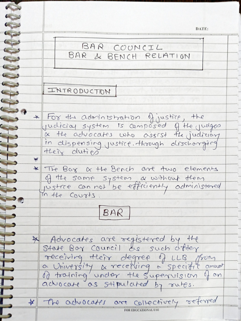 Bar and Bench Relationship | PDF