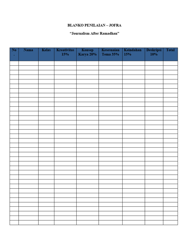 Blanko Penilaian | PDF