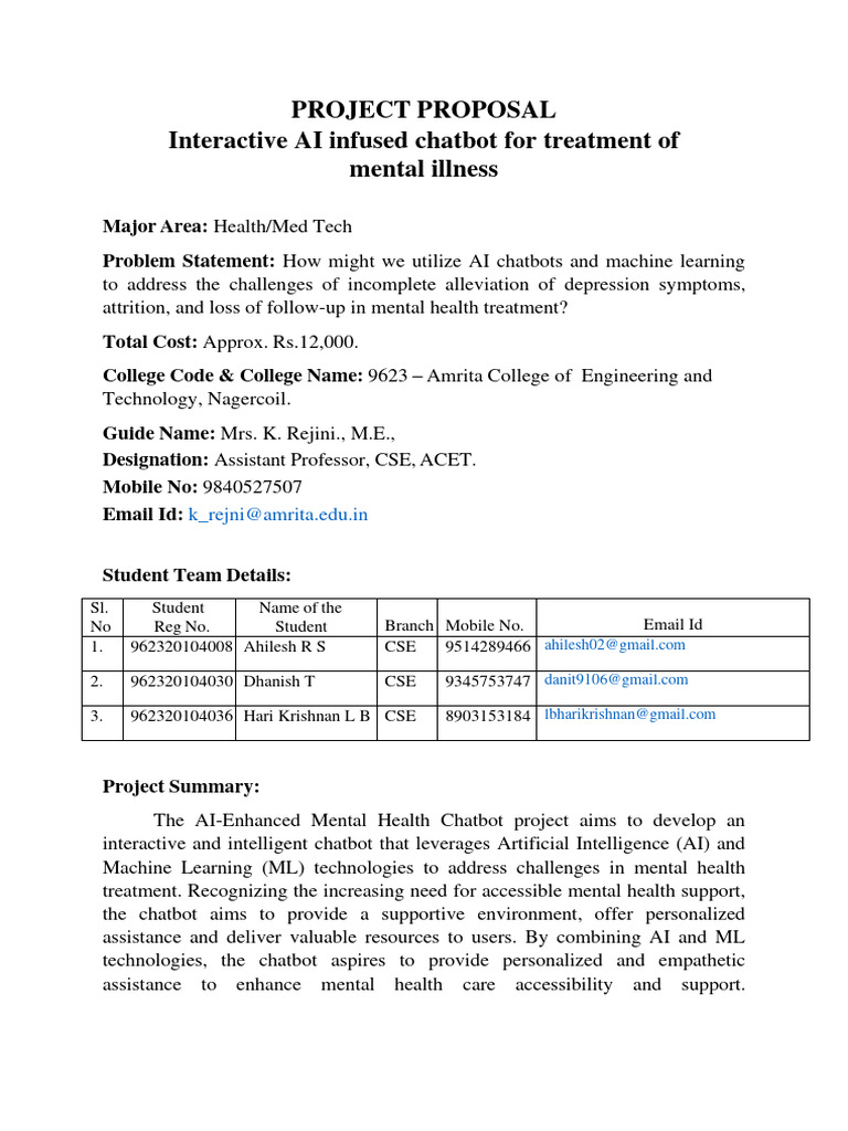 Copy (1) PROJECT PROPOSAL (Batch 16) Hari Krishnan L B | PDF ...