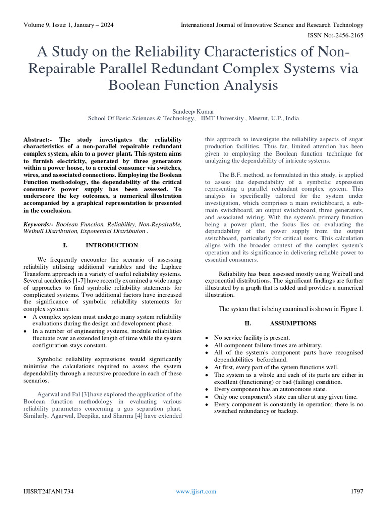 A Study On The Reliability Characteristics of Non - Repairable Parallel Redundant Complex ...