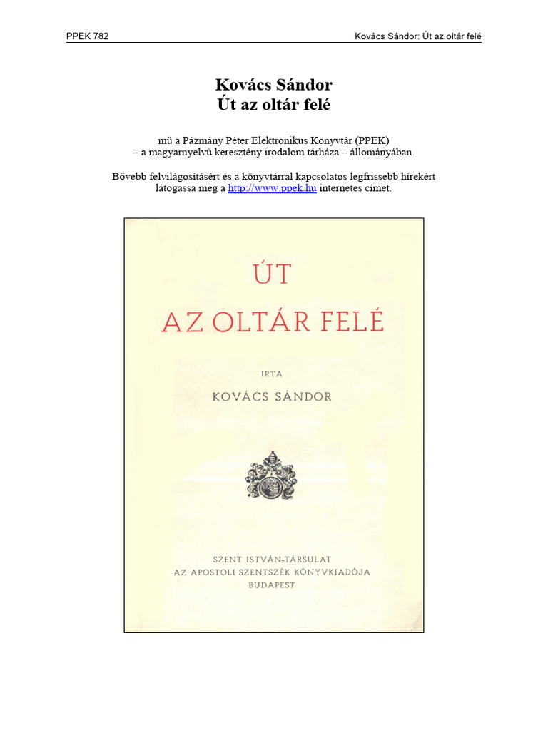 Kovacs Sandor Ut Az Oltar Fele 1 | PDF