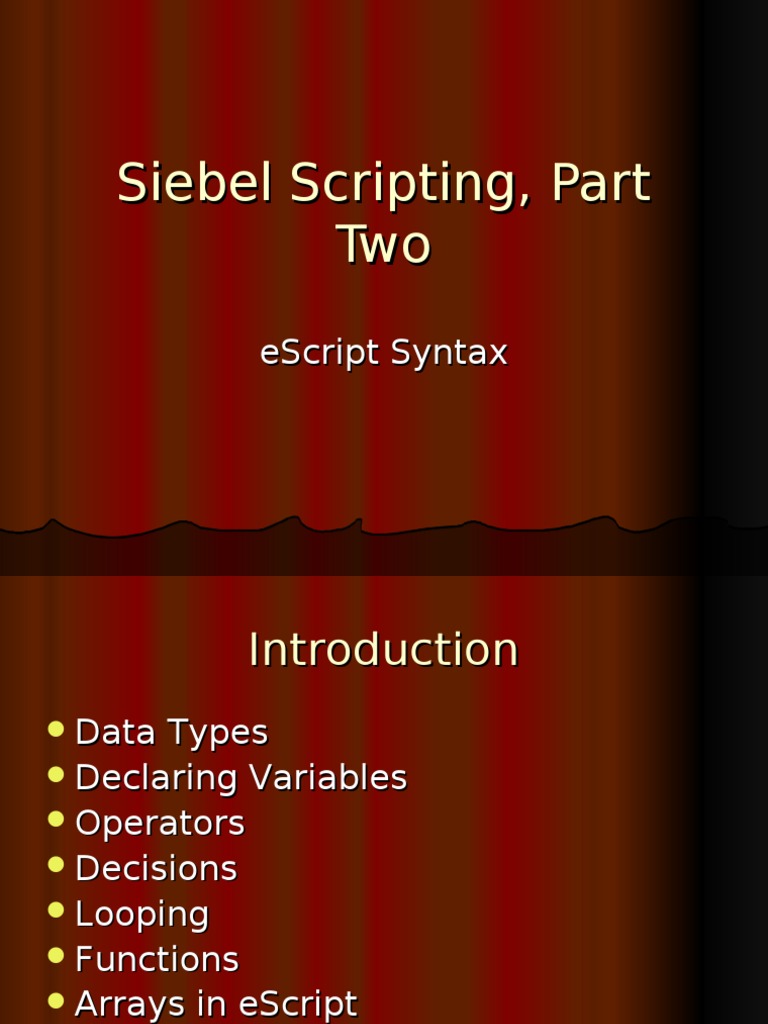 Siebel Scripting 3 Control Flow String Computer Science 