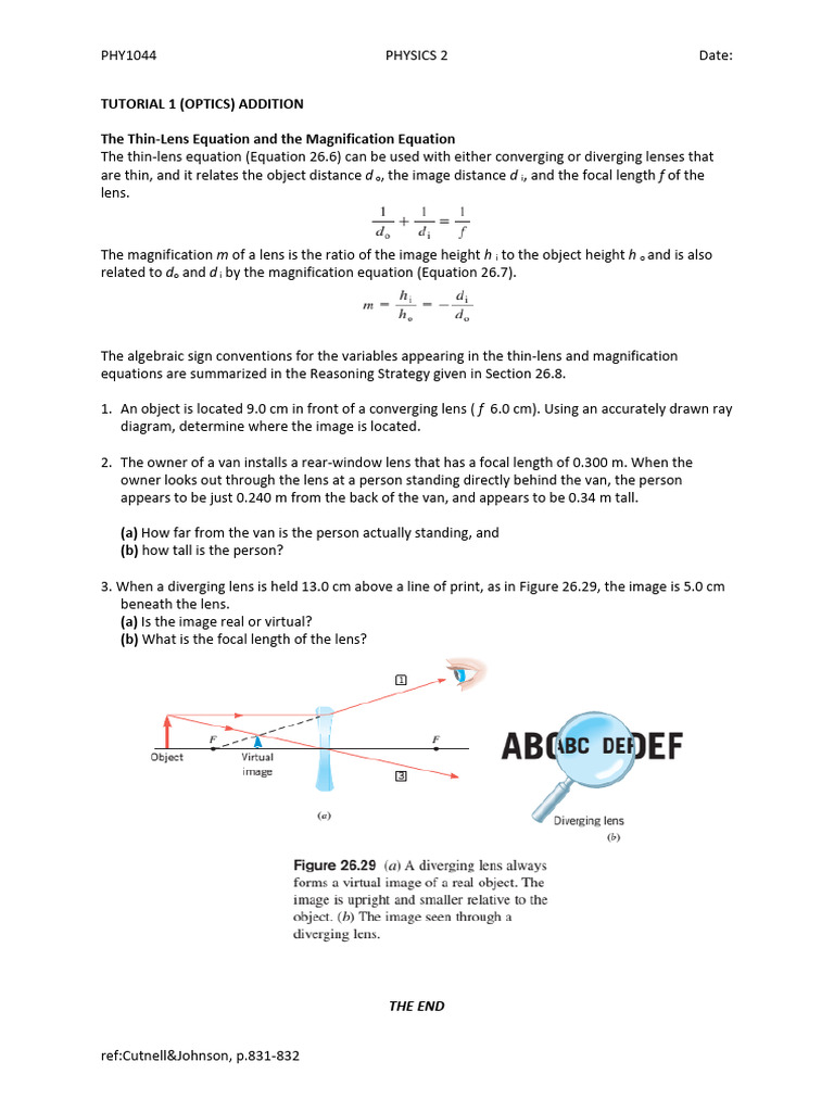 Phy1044 Tutorial 1 Addition | PDF