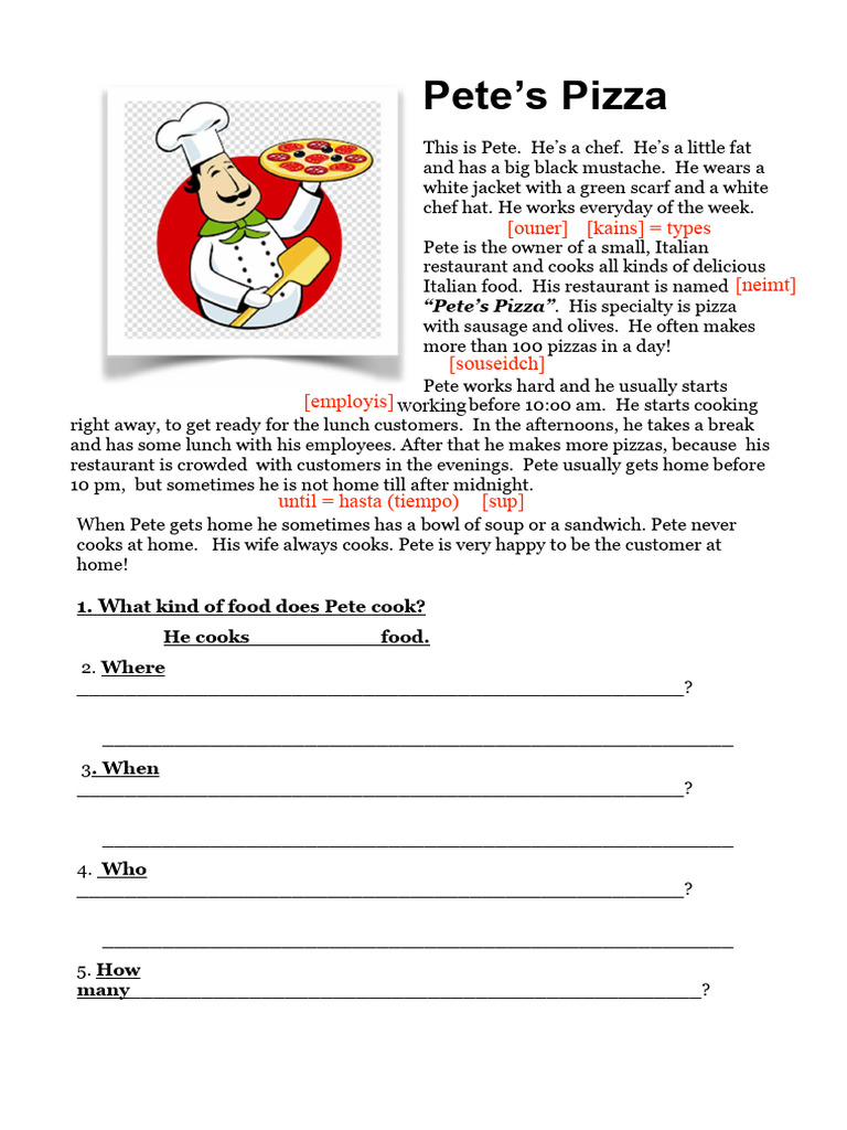 Pete's Pizza - WH - Questions | PDF | Foods | Cuisine