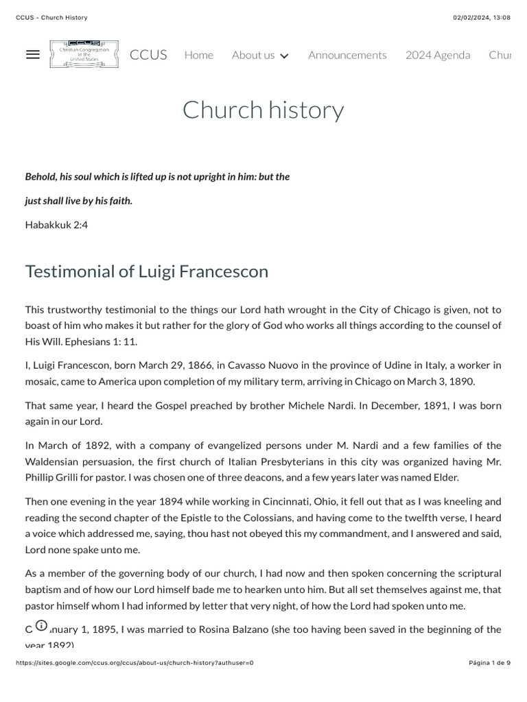 CCUS - Church History | PDF | Jesus | Baptism