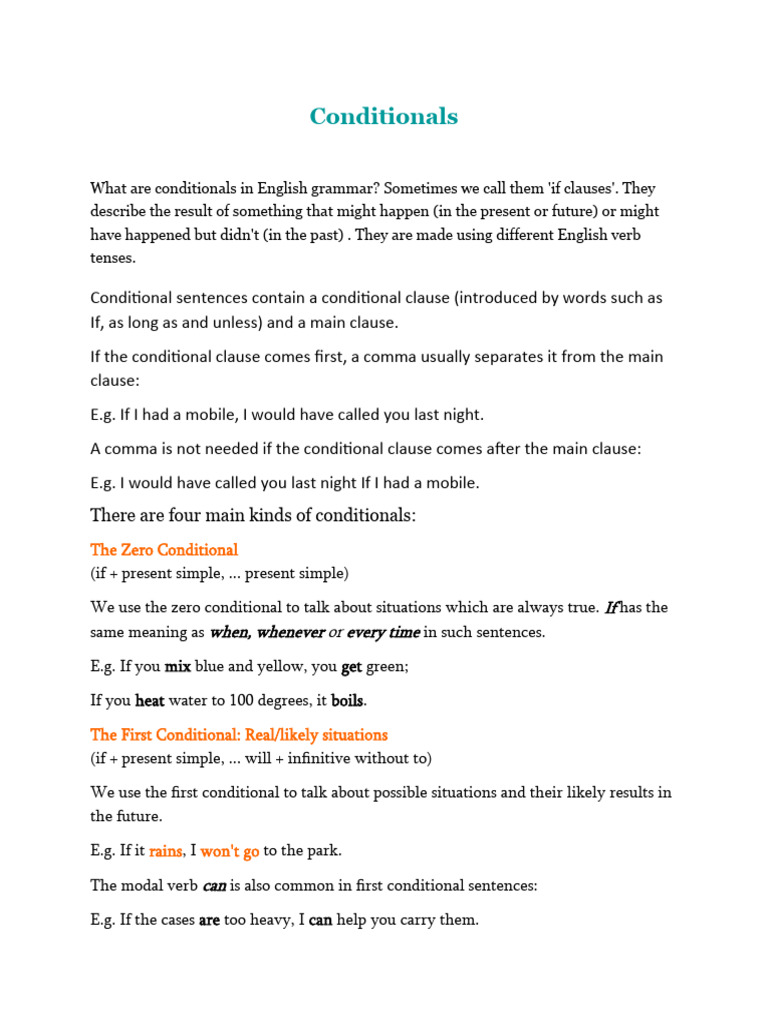 Conditionals | PDF | Verb | Human Communication