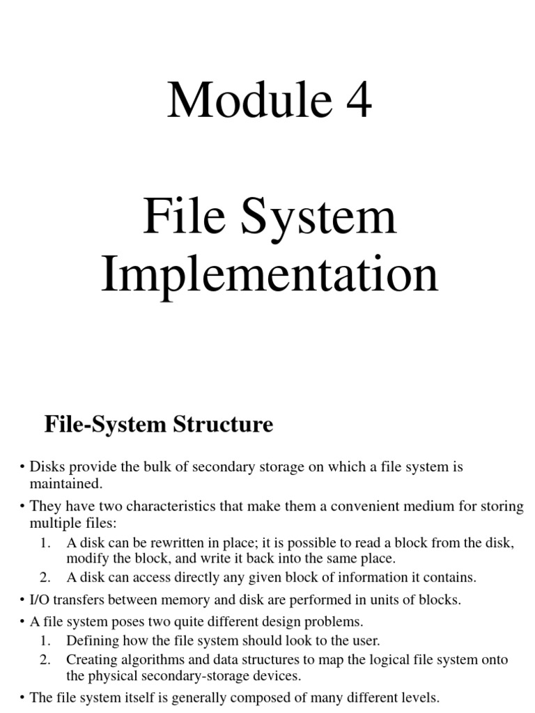 Module 4 File System Implemenattion | PDF | File System | Computer File