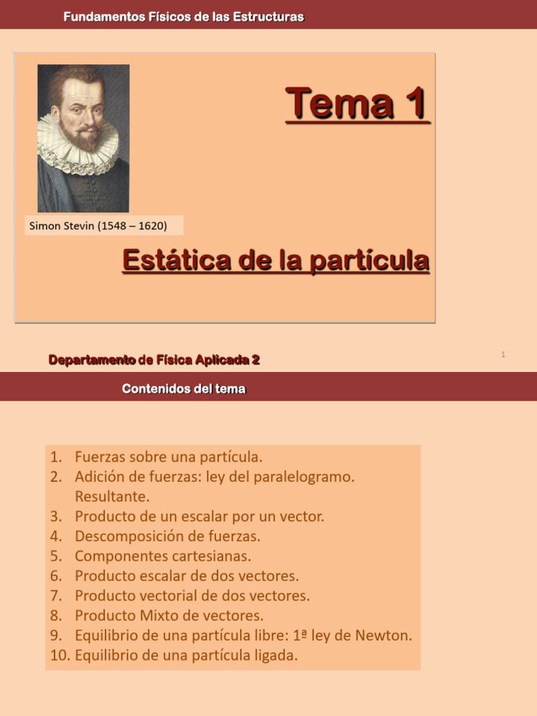 Tema 1 Estática de La Partícula 2023 | PDF | Espacio vectorial | Vector Euclidiano