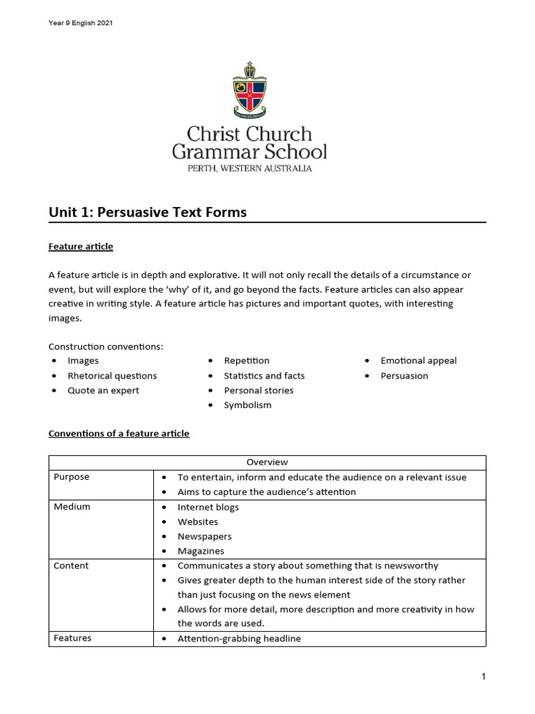 Year 9 Persuasive Texts Booklet | PDF | Persuasion | News