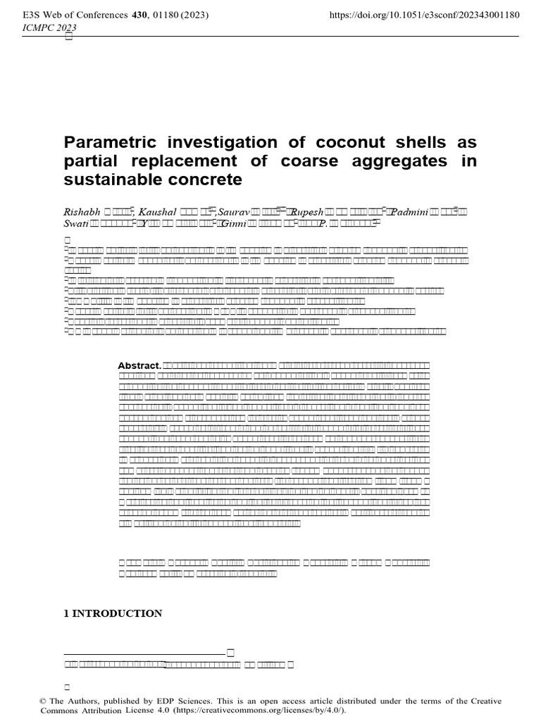 Parametric Investigation of Coconut Shells As Partial Replacement of ...