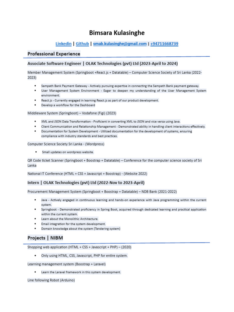 Bimsara Kulasinghe | PDF | Java Script | Bootstrap (Front End Framework)