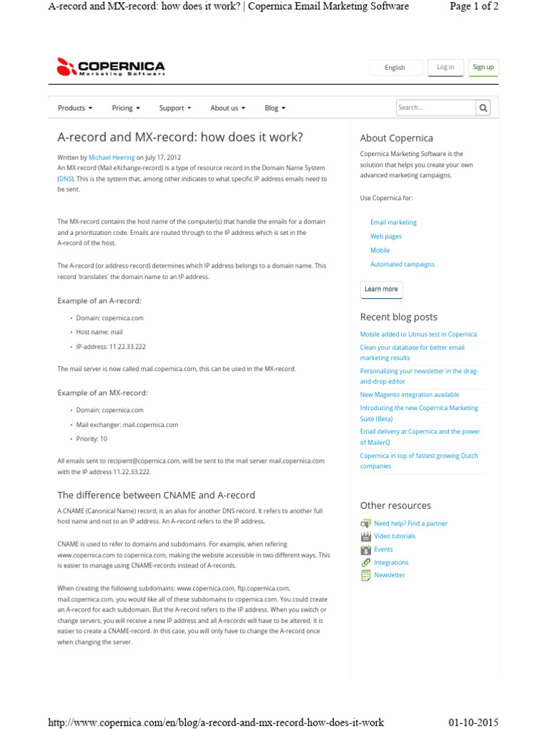 Understanding DNS and A Record Vs MX Record | PDF | Domain Name System | Application Layer Protocols