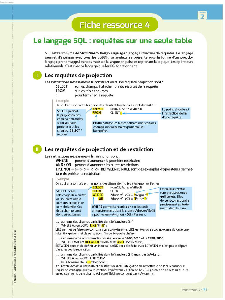 Fiche Langage SQL | PDF