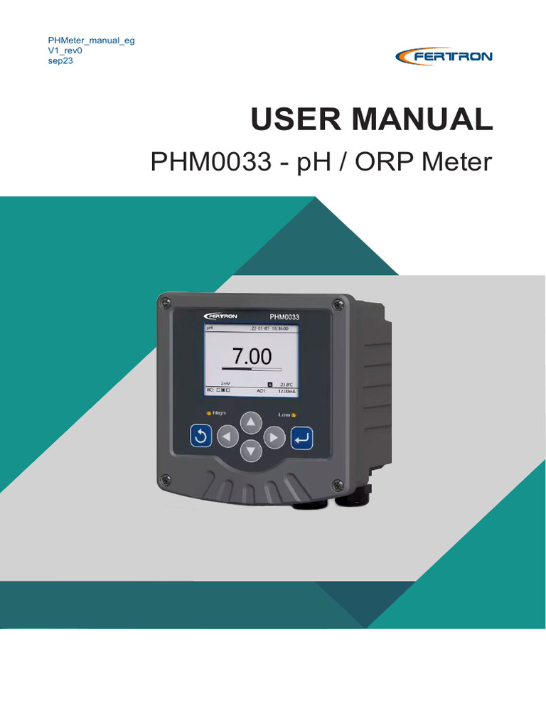 PHMeter PHM0033 Manual Eg v1.0 | PDF | Menu (Computing) | Parameter (Computer Programming)