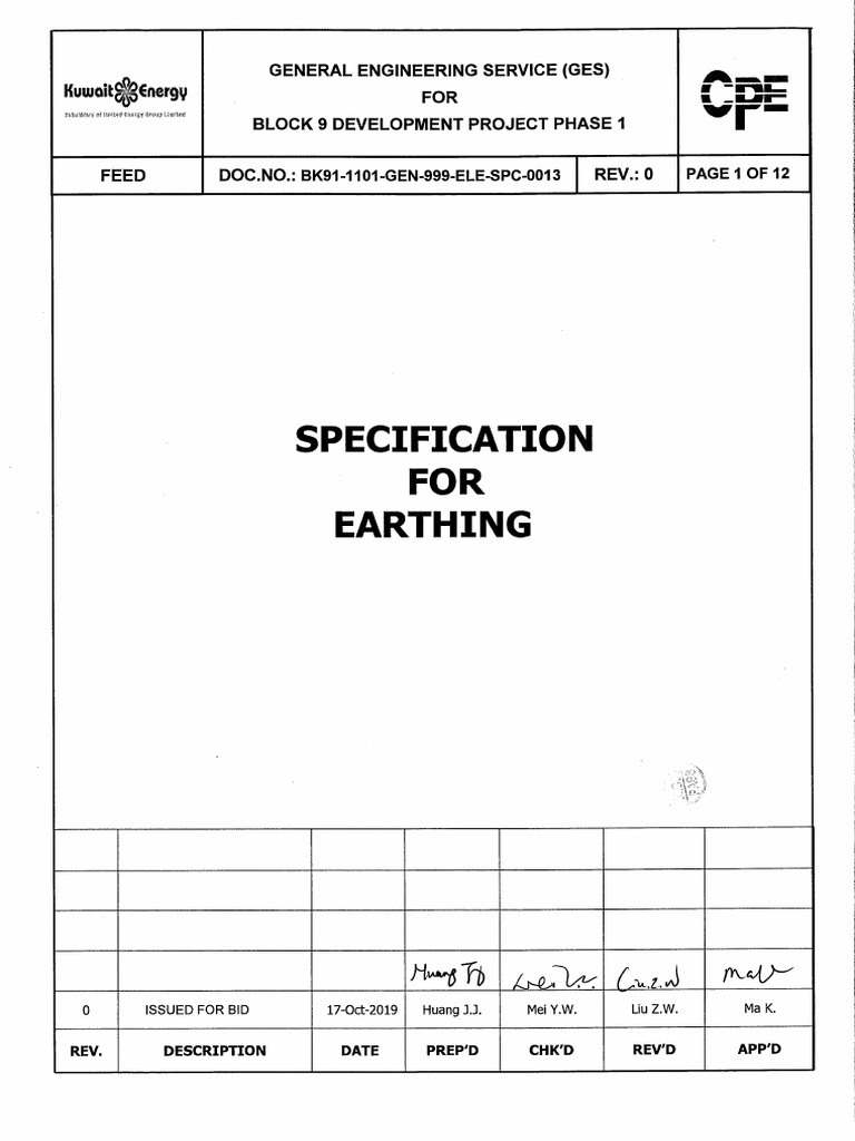 Specification For Earthing | PDF
