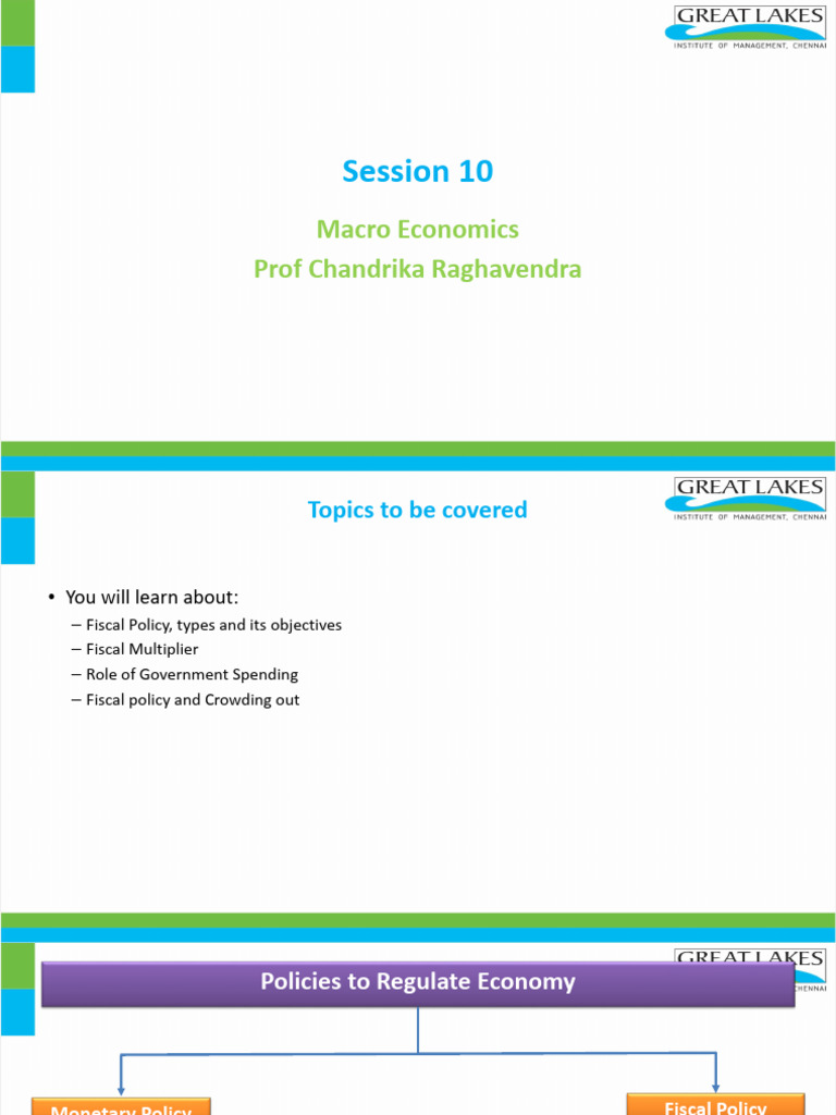 Macroeconomics Session10 | PDF | Fiscal Policy | Government Spending