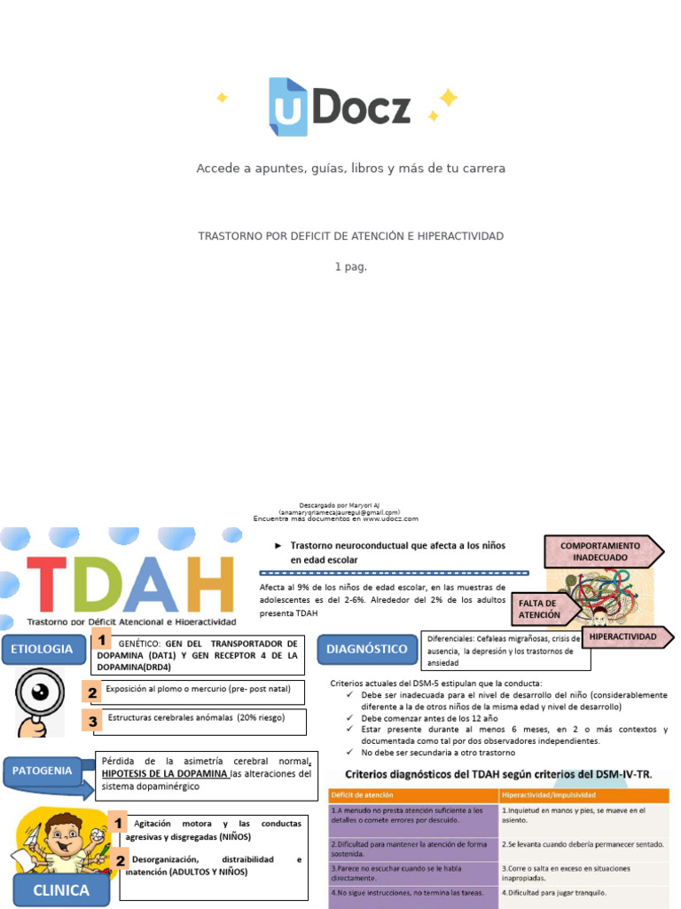 Trastorno Por Defici 236602 Downloadable 804748 | PDF | Desorden hiperactivo y deficit de ...