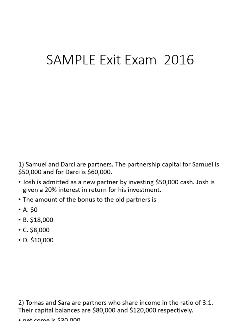Exit Exam New 2016 | PDF | Dividend | Audit