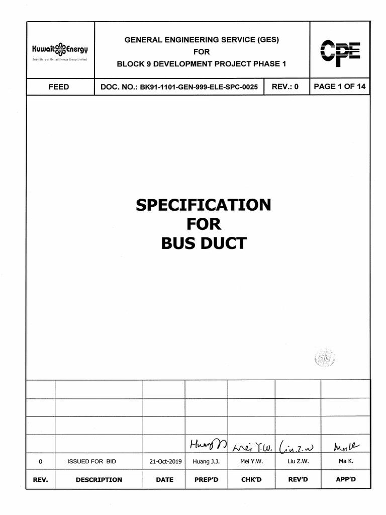 Specification For Bus Duct | PDF