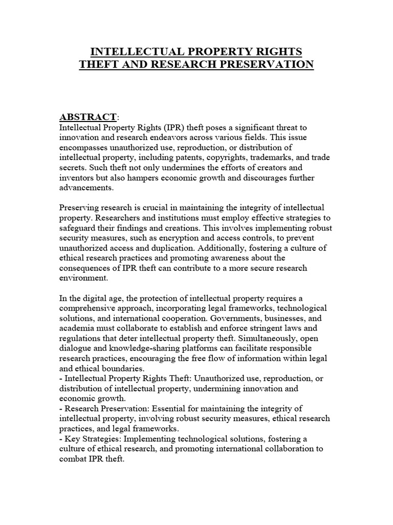 Consequences of Intellectual Property Theft | PDF | Intellectual Property | Non Disclosure Agreement