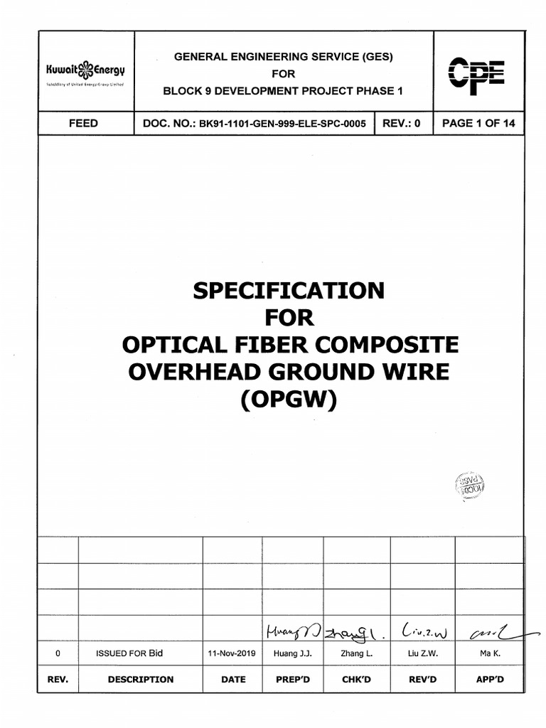 Specification For OPGW | PDF