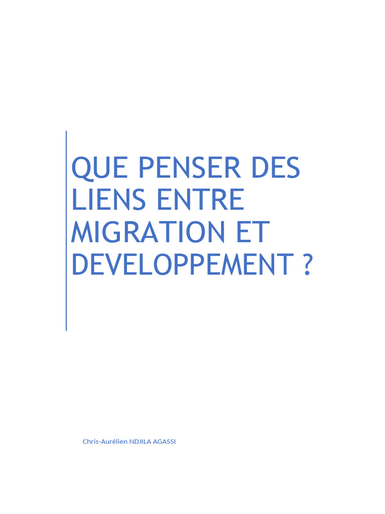Liens entre Migration et Développement | PDF | Migration humaine | Fuite des cerveaux