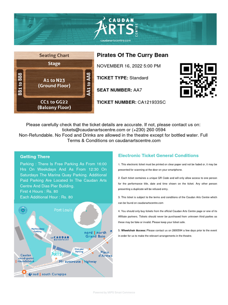 Pirates of The Curry Bean - Ticket - CA121933SC | PDF