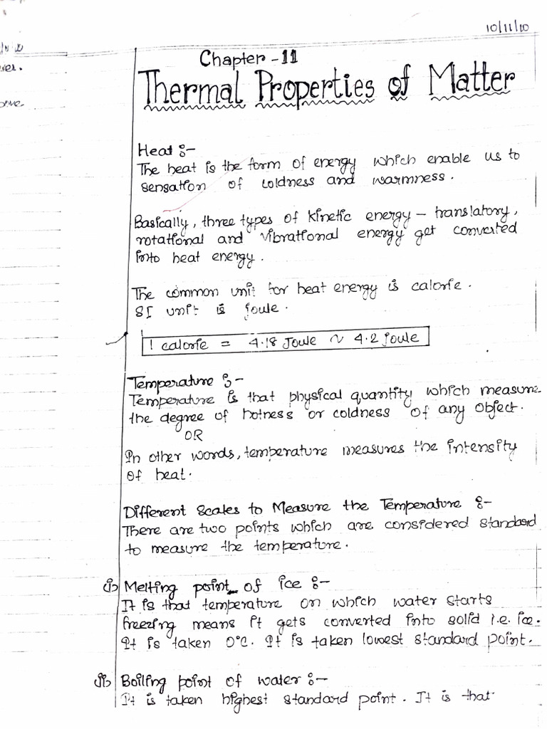 Thermal Properties Matter Notes | PDF | Physics | Branches Of ...