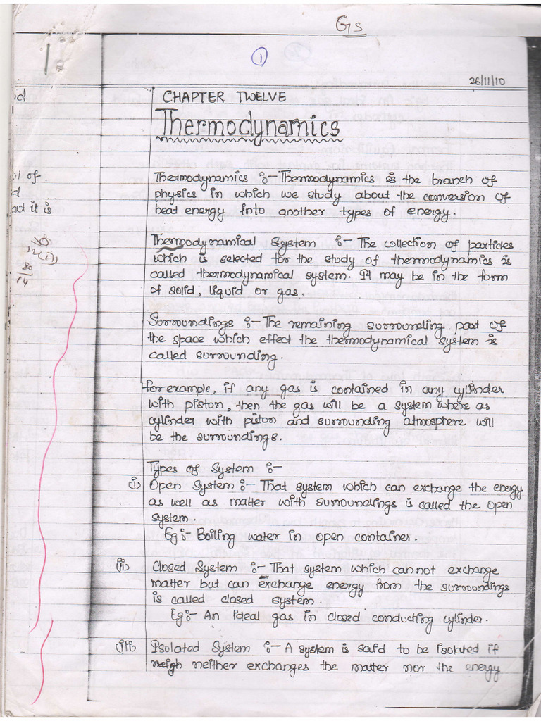 Thermodynamics Notes Pdf