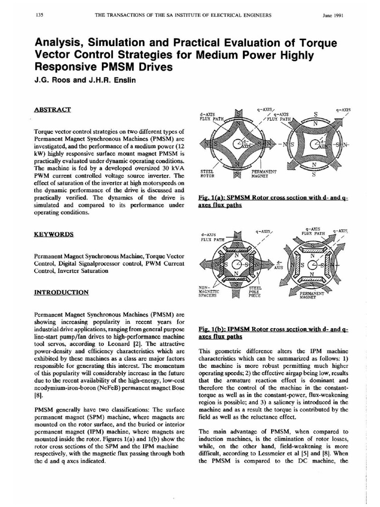 Torque Vector Control for PMSM Drives | PDF | Electric Motor | Rotation ...