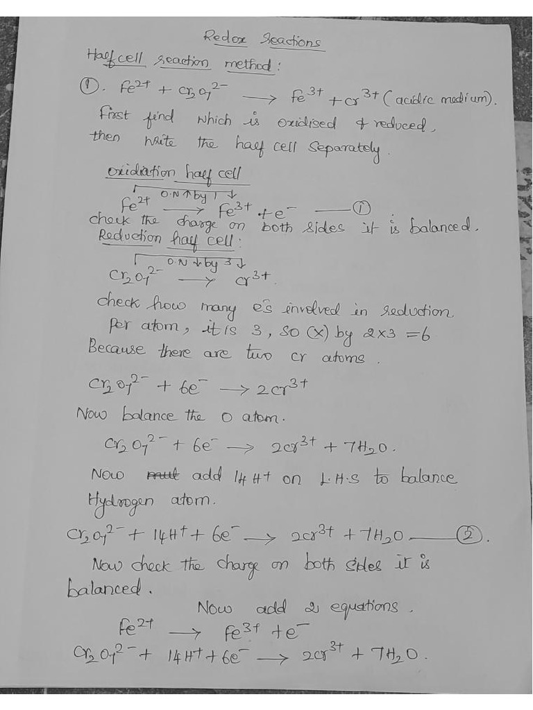 Redox Reaction Notes | PDF