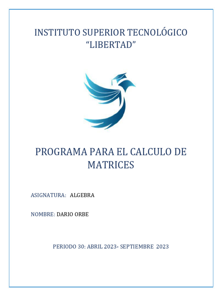 Programa Octave para Cálculo de Matrices | PDF | Matriz (Matemáticas) | Álgebra