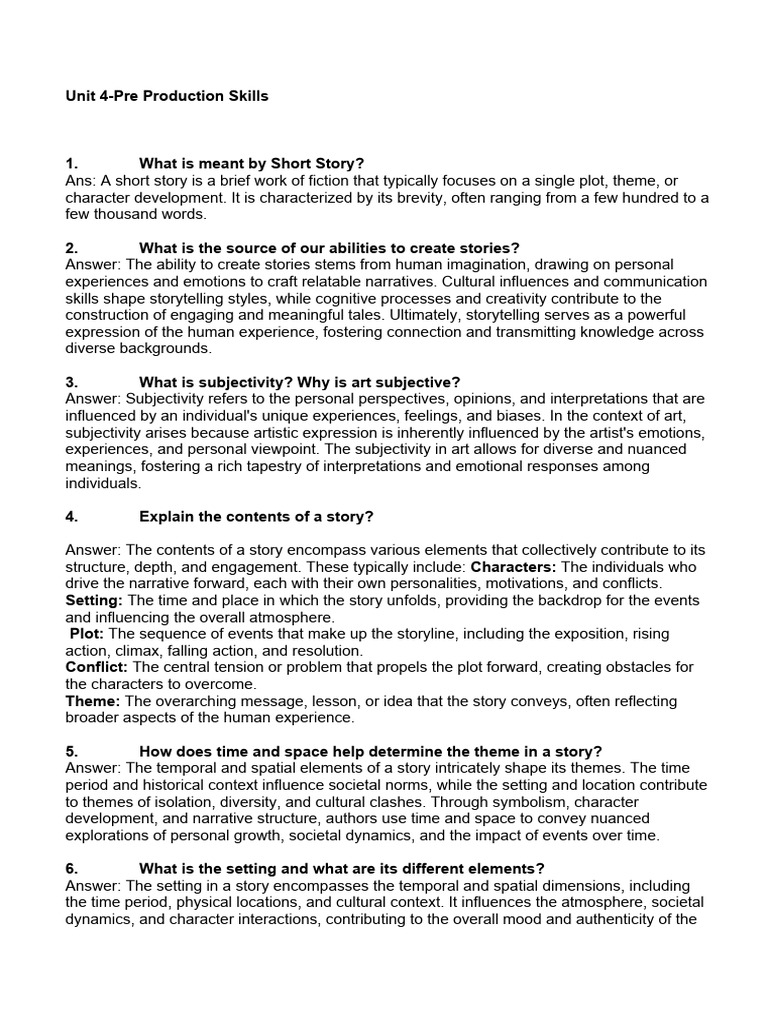 Unit 4 - Preproduction Skills | PDF | Narration | Narrative