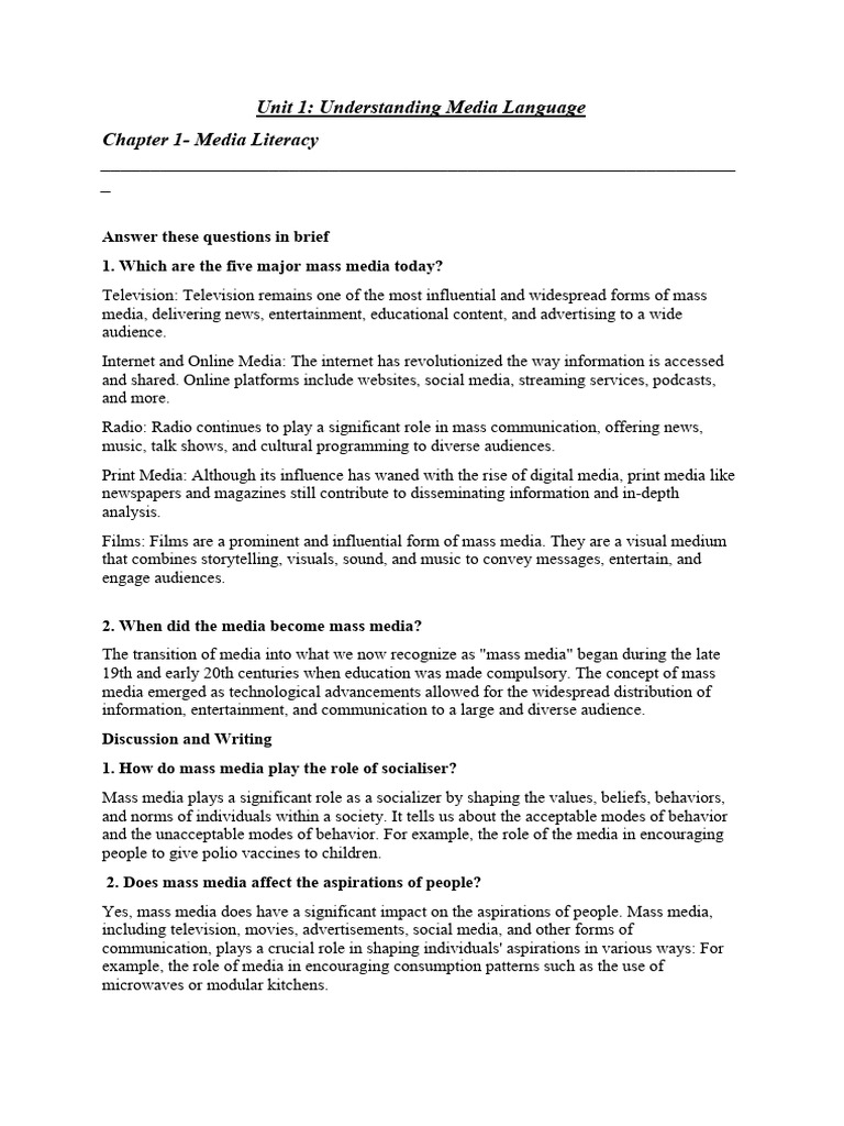 Unit 2-Chapter 1, 2 and Chapter 3 | Download Free PDF | Mass Media | Interpersonal Communication