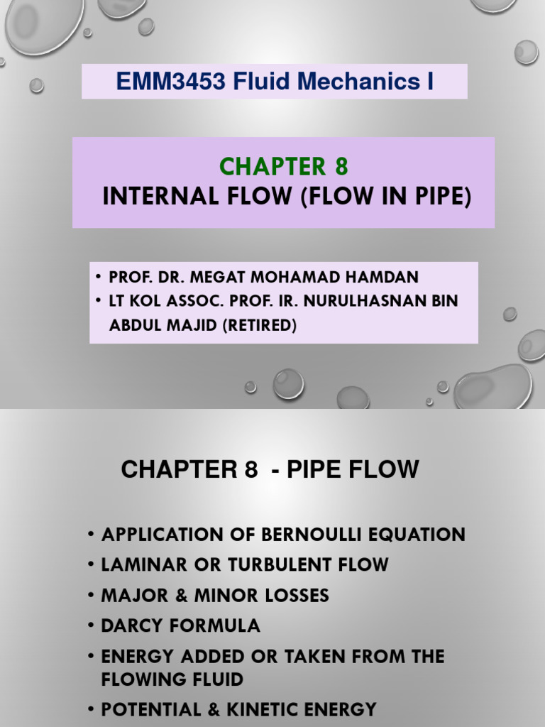 Chapter 8 - Internal Flow (Pipe Flow) | PDF | Fluid Dynamics | Classical Mechanics