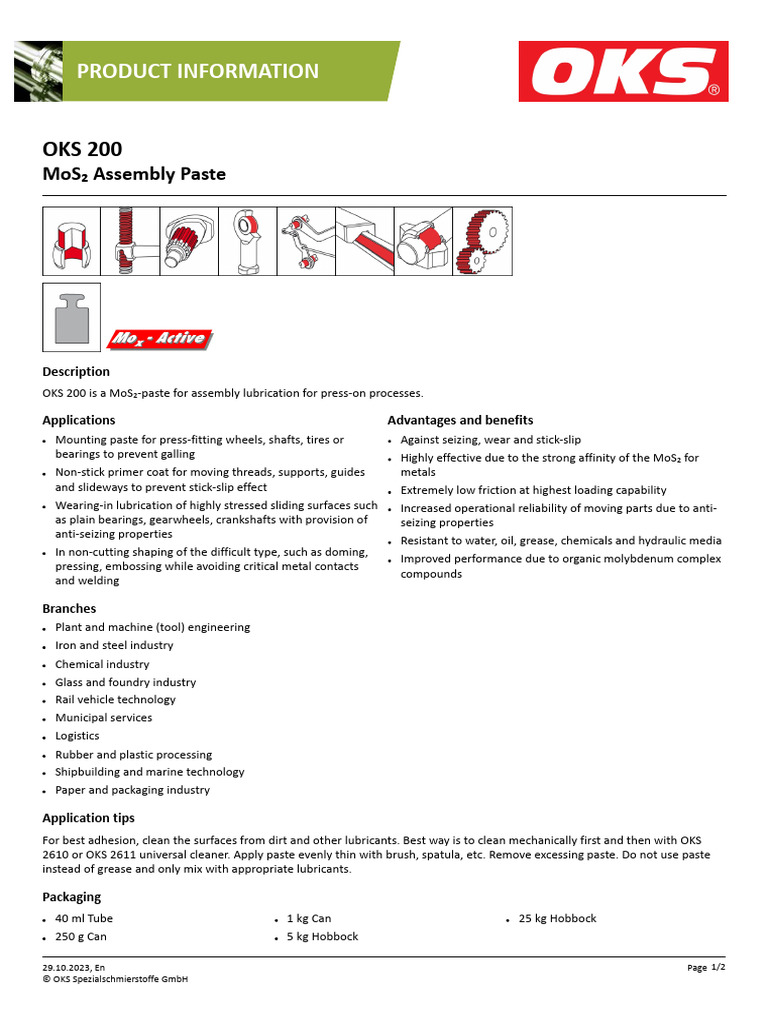 Pi Oks 200 110579 en | PDF | Lubricant | Bearing (Mechanical)