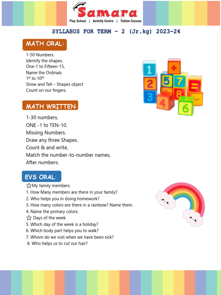 Junior KG Syllabus Overview | PDF