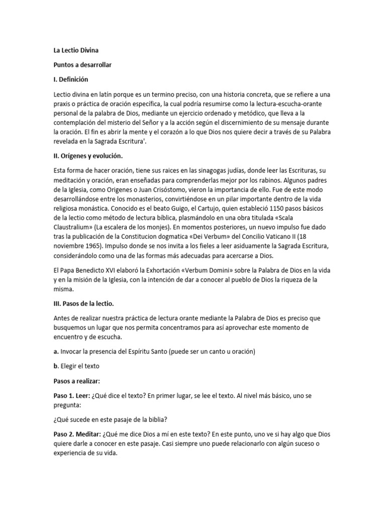 Pasos Para La Lectio Divina Descargar Gratis Pdf Lectio Divina