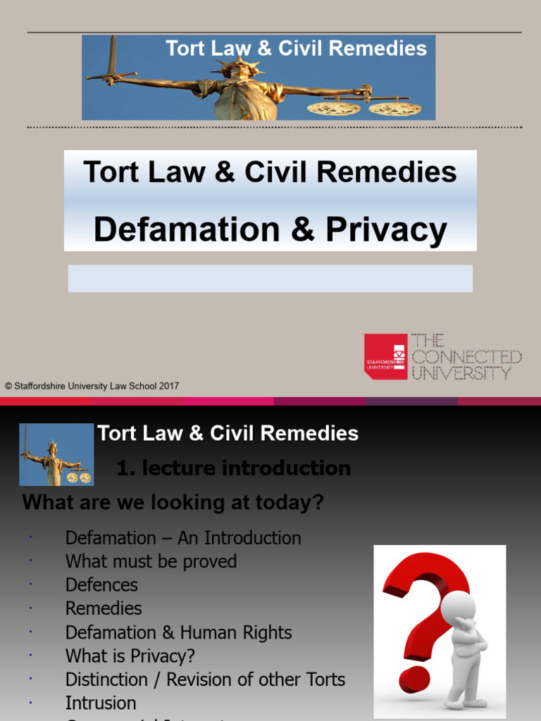 Sem2 - L5 - Defamation & Privacy | PDF | Defamation | Tort