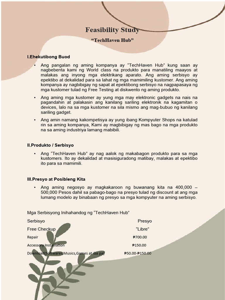 Feasibility Study Filipino | PDF